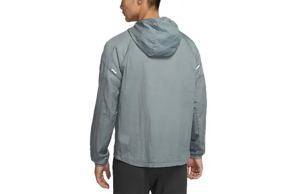 Nike Essential Logo Printing Reflective Woven Hooded Jacket - Gray