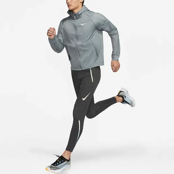 Nike Essential Logo Printing Reflective Woven Hooded Jacket - Gray