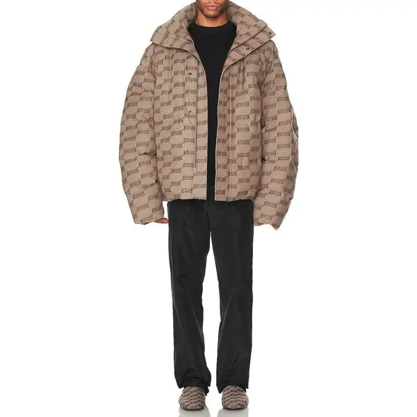 Balenciaga Bb Monogram Puffer Jacket - Beige/brown