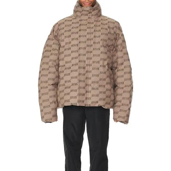 Balenciaga Bb Monogram Puffer Jacket - Beige/brown