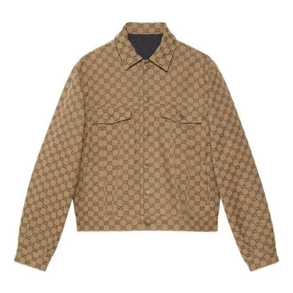 Gucci Gg Reversible Denim Jacket - Beige/ebony/blue