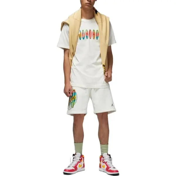 JORDAN Solid Color Round Neck Pullover Brand Short Sleeve T-shirt White