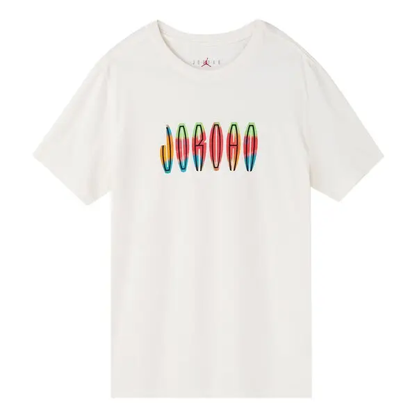 JORDAN Solid Color Round Neck Pullover Brand Short Sleeve T-shirt White - Default Colorway