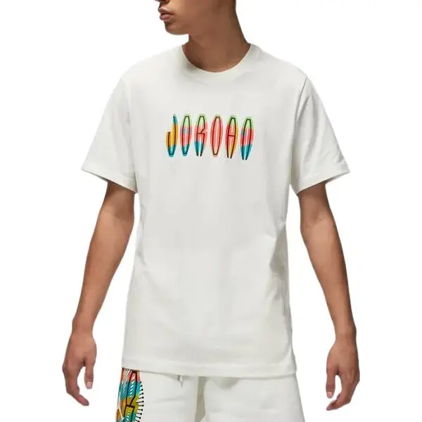JORDAN Solid Color Round Neck Pullover Brand Short Sleeve T-shirt White