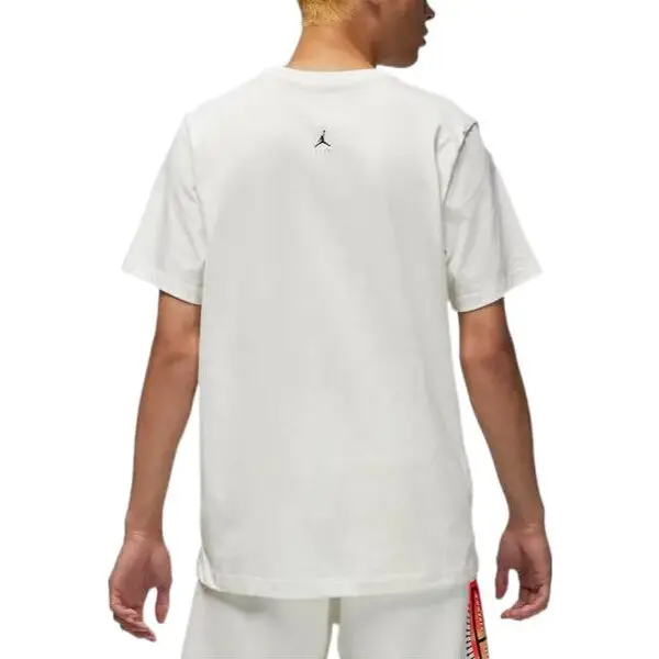 JORDAN Solid Color Round Neck Pullover Brand Short Sleeve T-shirt White