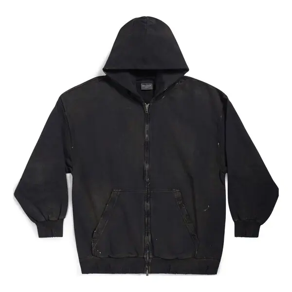 Balenciaga Zip-up Hoodie Small Fit - Black Faded