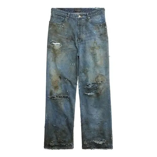 Balenciaga Super Destroyed Baggy Jeans - Light Blue