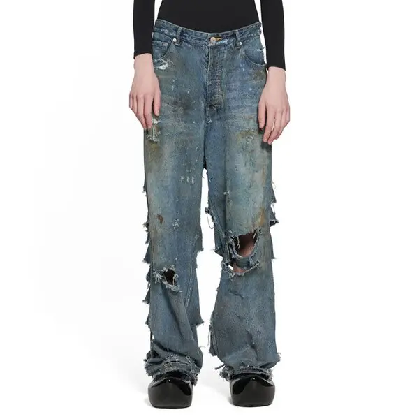 Balenciaga Super Destroyed Baggy Jeans - Light Blue