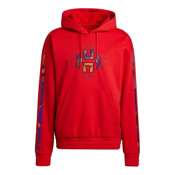 Adidas Mic Harden Po Logo Basketball Sports Fleece Lined Hoodie - Light Red