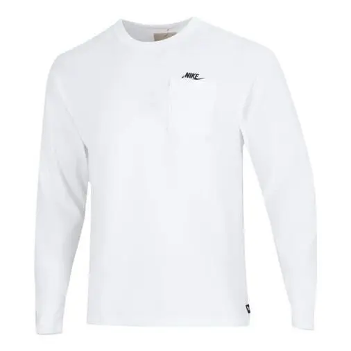 Nike Solid Color Alphabet Logo Athleisure Casual Sports Round Neck Long Sleeves Autumn White T-shirt - Default Color