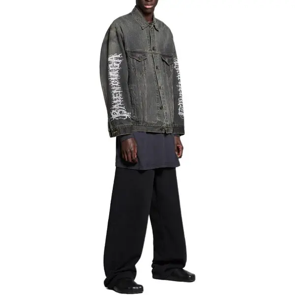 Balenciaga Metal Large Fit Denim Jacket - Black