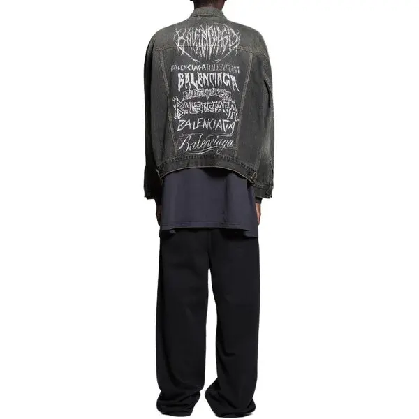 Balenciaga Metal Large Fit Denim Jacket - Black