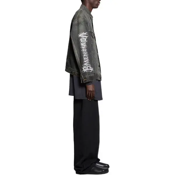 Balenciaga Metal Large Fit Denim Jacket - Black