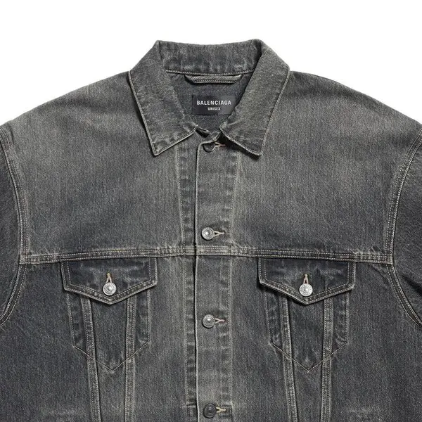 Balenciaga Metal Large Fit Denim Jacket - Black