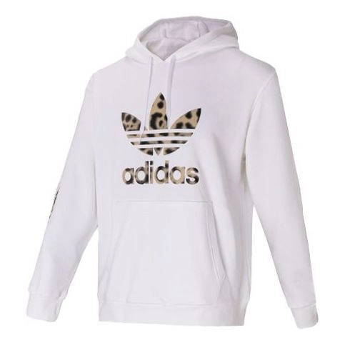 Adidas Originals Leopard Print Logo Hoodie - White
