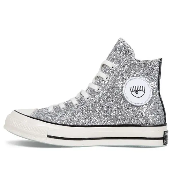 CONVERSE X Chiara Ferragni Chuck 70 Silver Glitter High Top Sneakers - Black