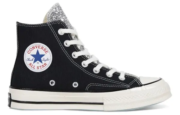 CONVERSE X Chiara Ferragni Chuck 70 Silver Glitter High Top Sneakers - Black
