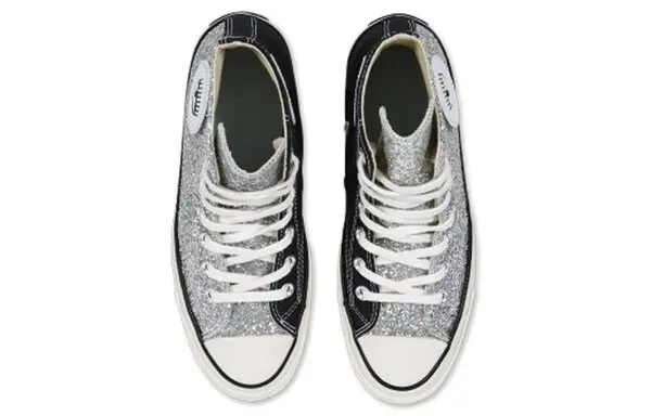 CONVERSE X Chiara Ferragni Chuck 70 Silver Glitter High Top Sneakers - Black
