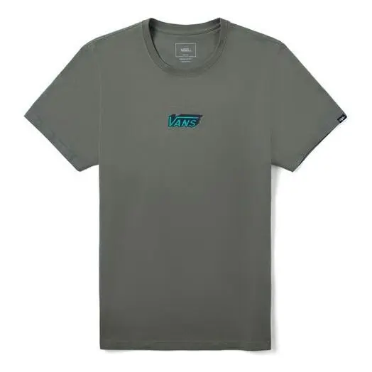 VANS Logo Print Short Sleeve Olive-green