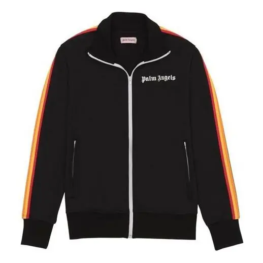 Palm Angels Track Jacket With Rainbow Stripes - Black