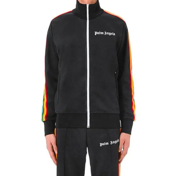 Palm Angels Track Jacket With Rainbow Stripes - Black