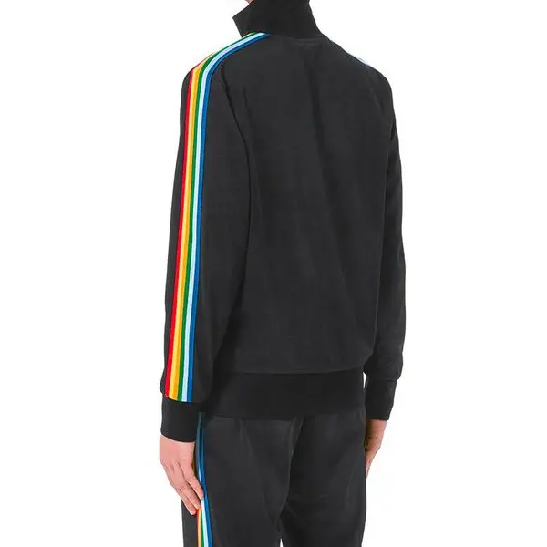 Palm Angels Track Jacket With Rainbow Stripes - Black