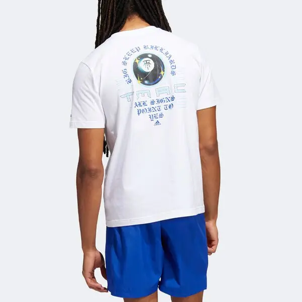 Adidas Tmac Tee 8 Pattern Printing Round Neck Pullover Short Sleeve White T-shirt