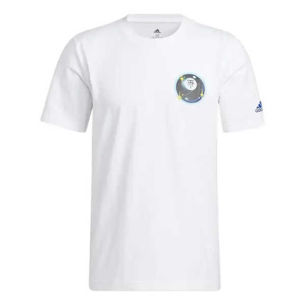 Adidas Tmac Tee 8 Pattern Printing Round Neck Pullover Short Sleeve White T-shirt - Default Color