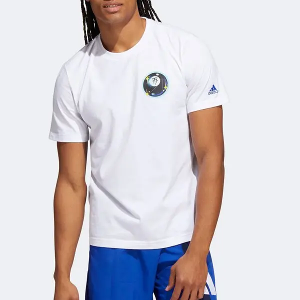 Adidas Tmac Tee 8 Pattern Printing Round Neck Pullover Short Sleeve White T-shirt