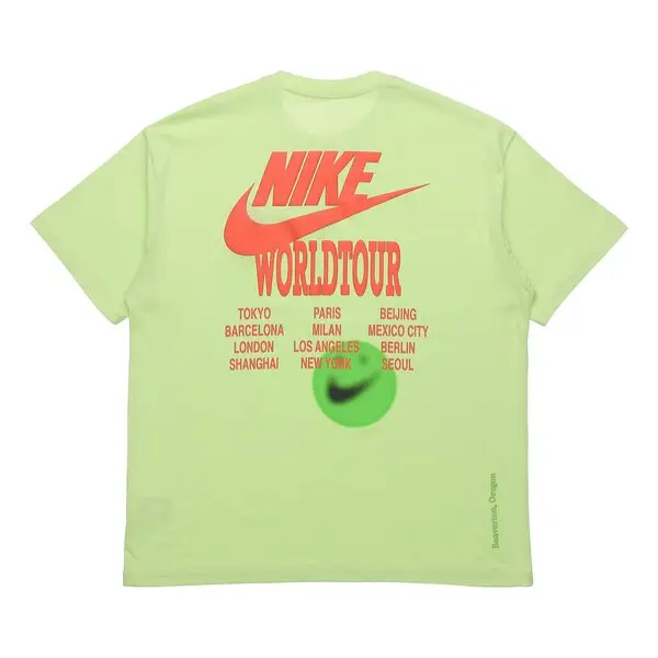 Nike Back Printing Embroidered Logo Sports Round Neck Short Sleeve - Green