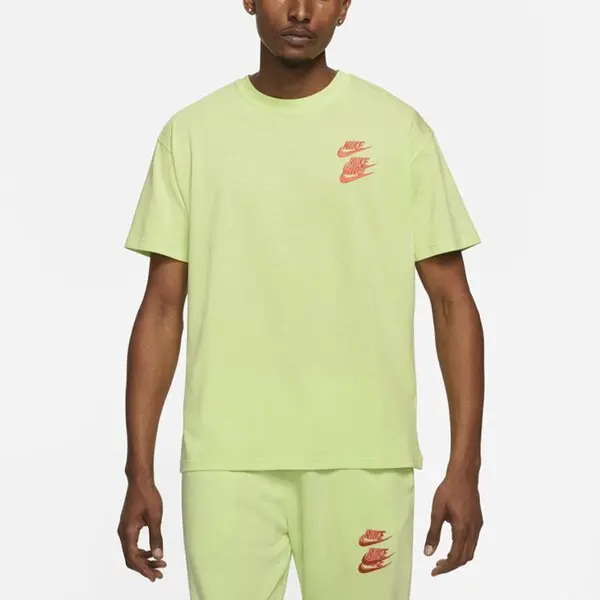 Nike Back Printing Embroidered Logo Sports Round Neck Short Sleeve - Green
