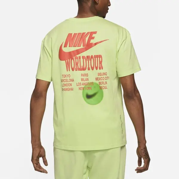 Nike Back Printing Embroidered Logo Sports Round Neck Short Sleeve - Green