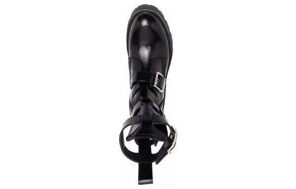 Alexander McQueen Flat Rubber Boots With Buckle Detailing - Black
