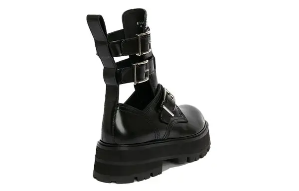 Alexander McQueen Flat Rubber Boots With Buckle Detailing - Black