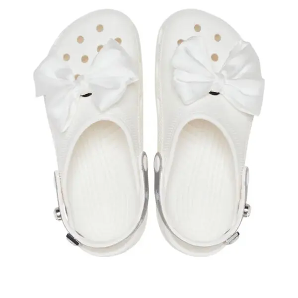 CROCS Classic Clogs With Bow Detailing - White