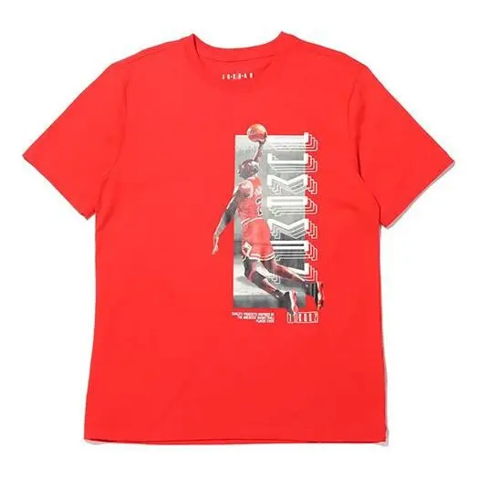 JORDAN Flying Basketball Sports Short Sleeve T-shirt - Red
