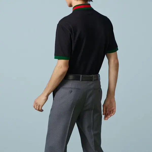 Gucci Cotton Piquet Polo With Web Collar