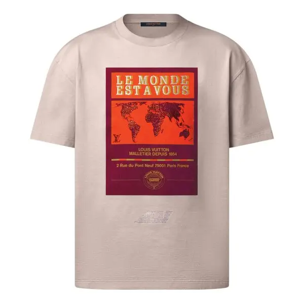 LOUIS VUITTON Embellished Graphic Cotton T-shirt - Ivory