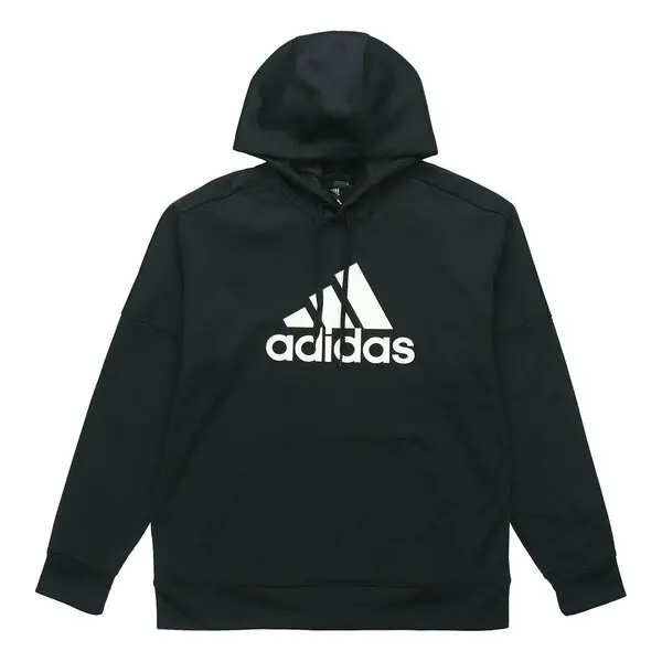 Adidas Logo Print Hooded Pullover - Black