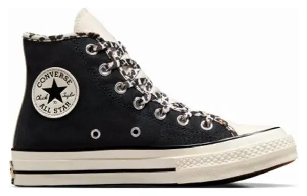 CONVERSE Chuck Taylor 70s High Top Sneakers With Leopard Print Accents - Black/white/brown