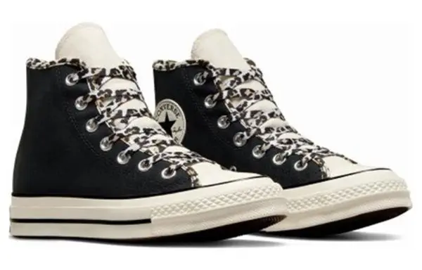 CONVERSE Chuck Taylor 70s High Top Sneakers With Leopard Print Accents - Black/white/brown