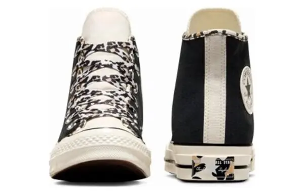 CONVERSE Chuck Taylor 70s High Top Sneakers With Leopard Print Accents - Black/white/brown