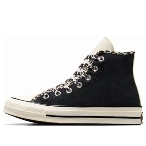 CONVERSE Chuck Taylor 70s High Top Sneakers With Leopard Print Accents - Black/white/brown