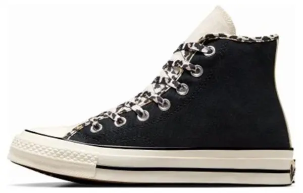 CONVERSE Chuck Taylor 70s High Top Sneakers With Leopard Print Accents - Black/white/brown