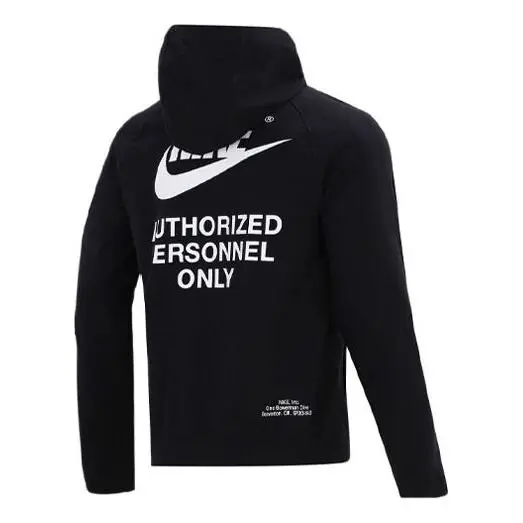 Nike Sports Logo Casual Hooded Jacket - Black