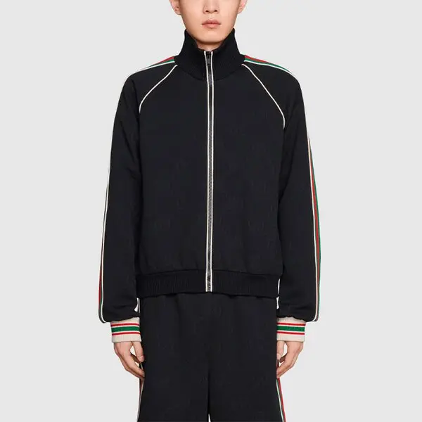 Gucci G Alphabet Knit Zipper Jacket - Black
