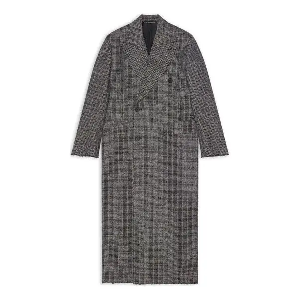 Balenciaga Double Breasted Check Coat - Black/grey