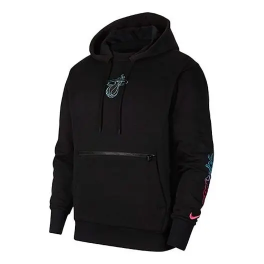 Nike Miami Heat Basketball Sports Printing Hoodie - Black