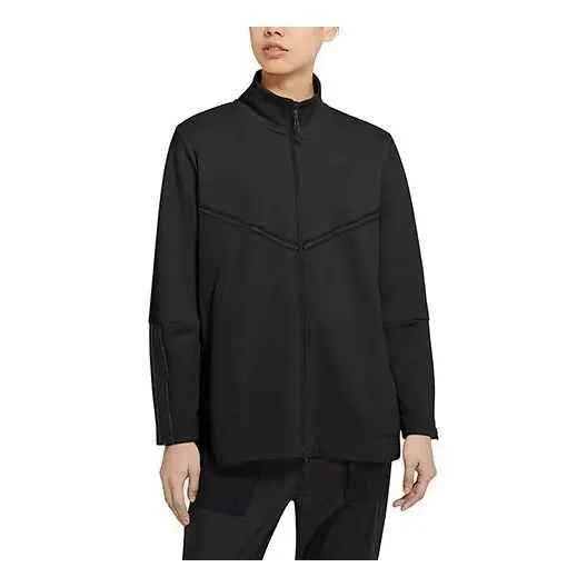 Nike Tech Fleece Stand Collar Casual Cozy Black Jacket - Default Color