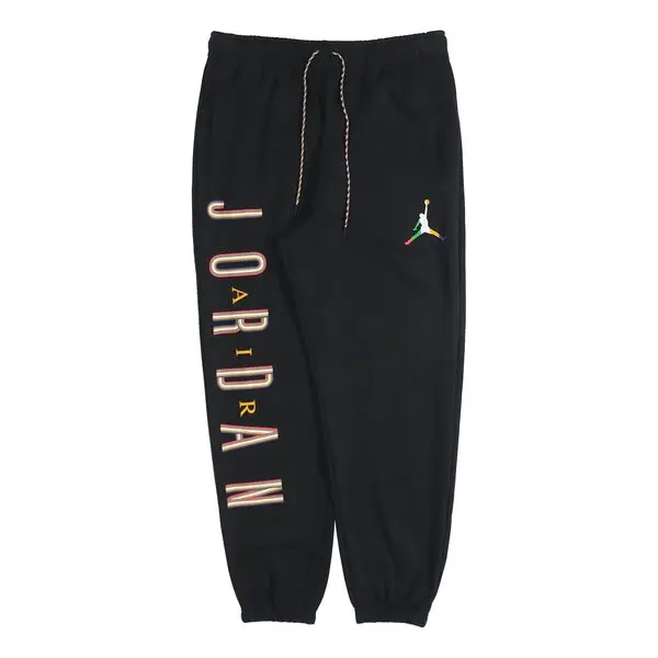 JORDAN Colorful Flying Logo Printing Sports Long Pants - Black